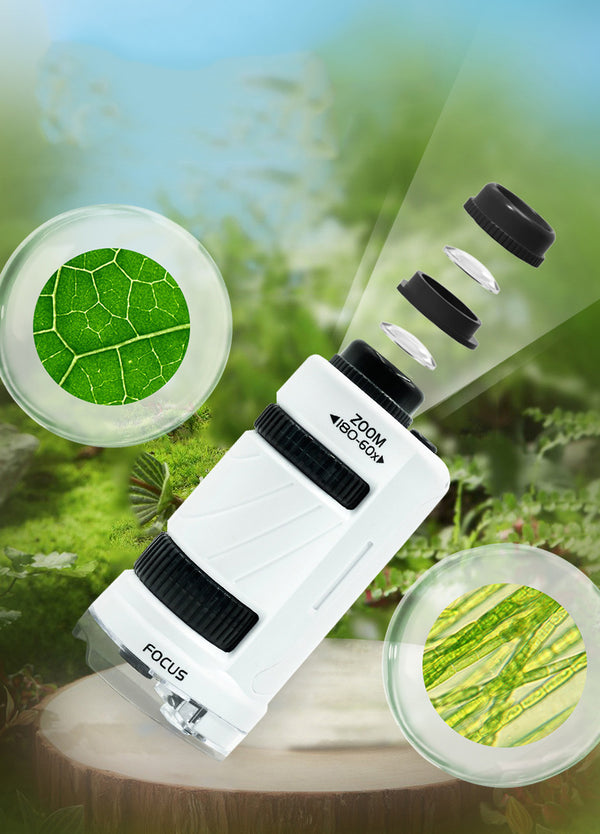 STEM Portable Microscope with 12 Prepared Slides for Kids and School U ...